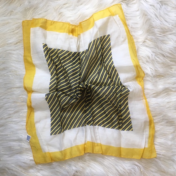 Accessories | Yellow And Striped Vintage Square Scarf | Poshmark